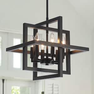 ZSMIHDOH 4-Light Modern Black Rectangle Chandelier Lantern Pendant ...
