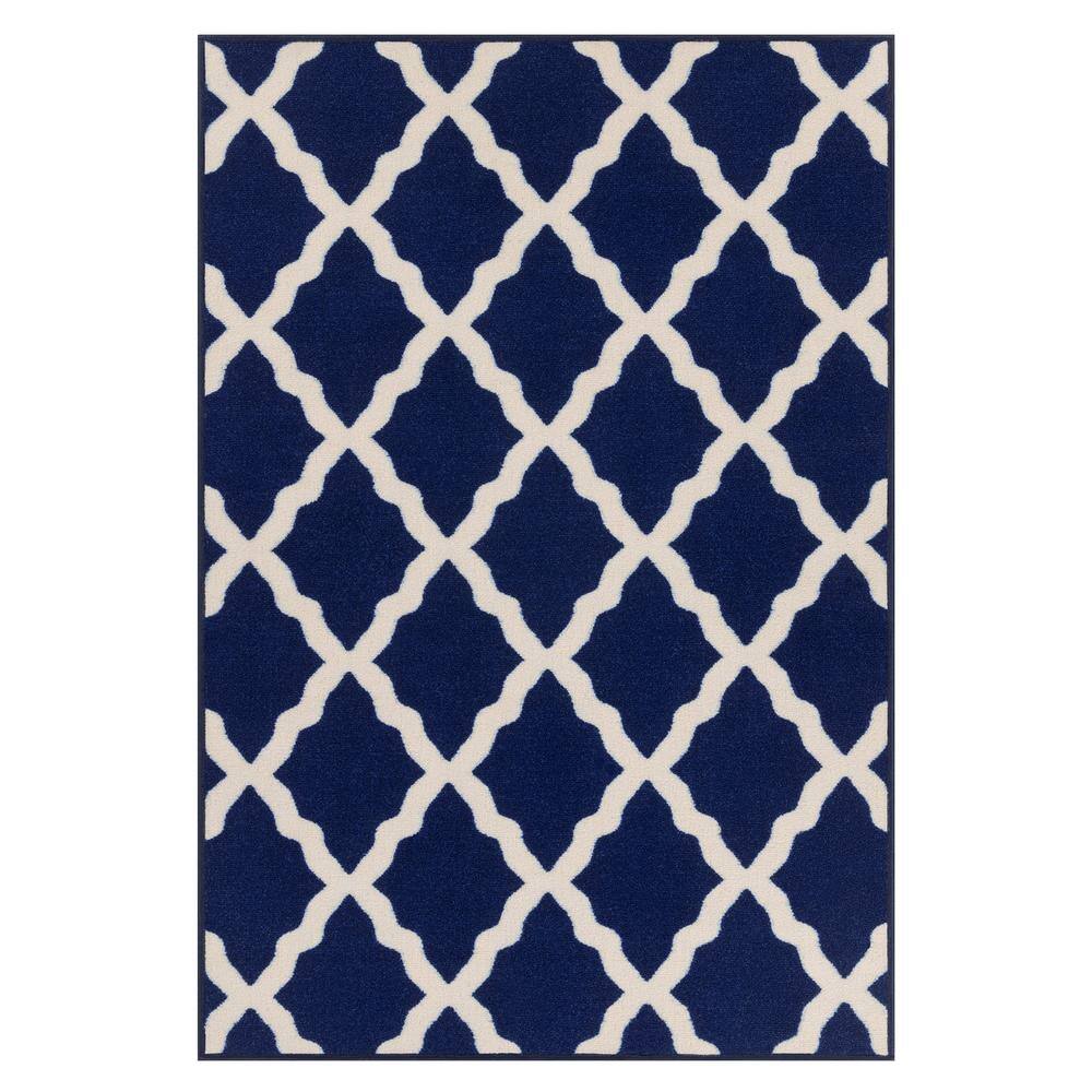 Ottomanson Monaco Collection Non-Slip Rubberback Moroccan Trellis ...