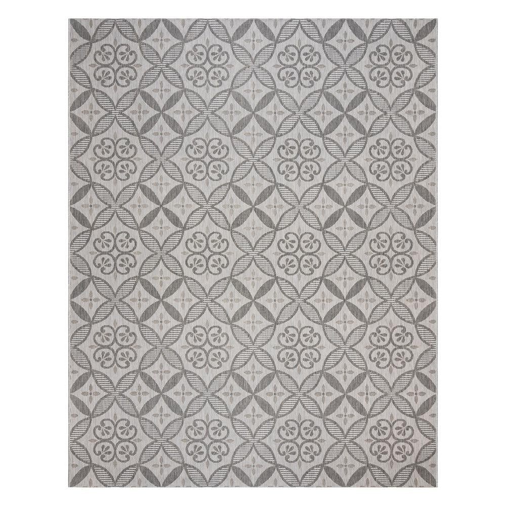 Gertmenian Paseo Niala Ash/Steel 8 ft. x 10 ft. Floral Medallion Indoor ...