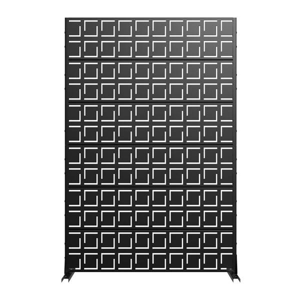 Dovelina 47 in. x 72 in. Black Textured Metal Garden Screens Outdoor ...