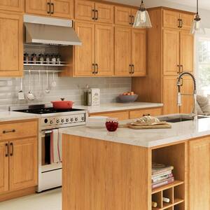 Madison Pantry Cabinets in Medium Oak Kitchen The Home Depot