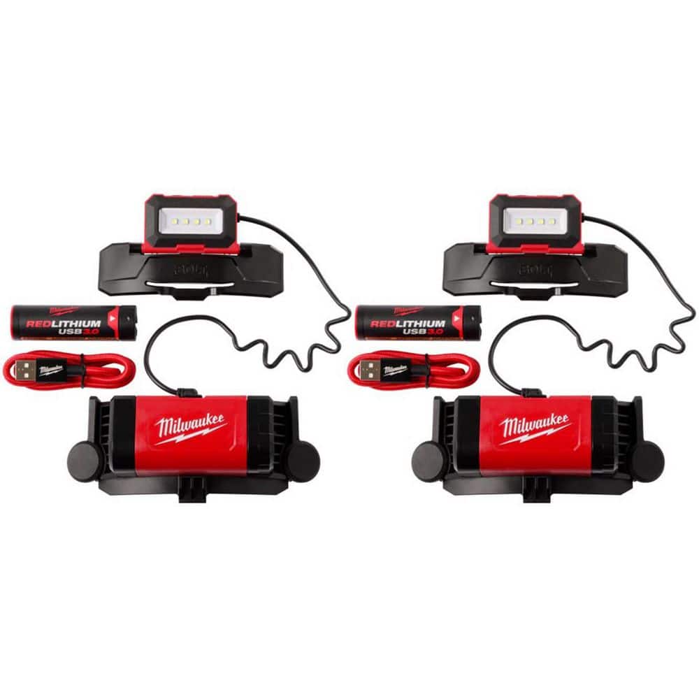 Milwaukee BOLT 600 Lumens LED REDLITHIUM Rechargeable Headlamp (2-Pack ...