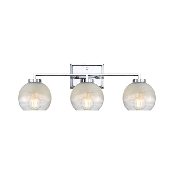 Golden Lighting Elliott 7 in. 3 Light Chrome Vanity Light with ...