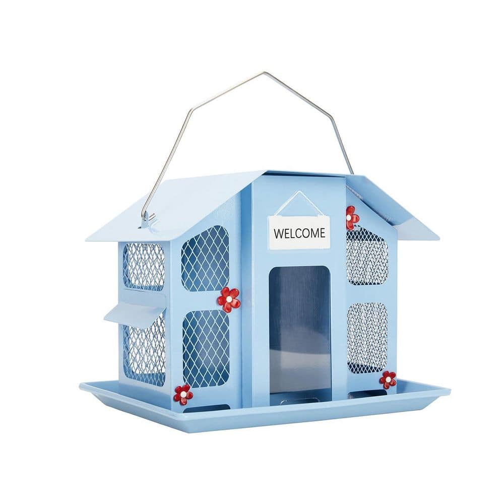 MOEPISY Blue Metal Mesh Bird Feeders, Wild Bird Feeder with ...