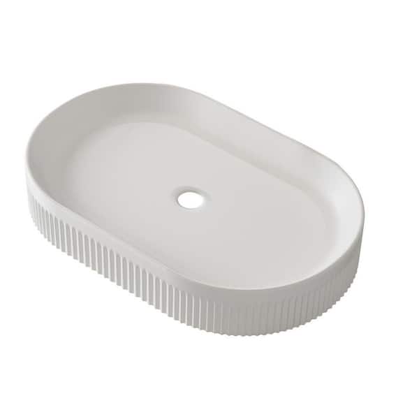 CASAINC 22 in. x 15 in. Oval Vessel Sink with Pop-up Drain, Modern ...