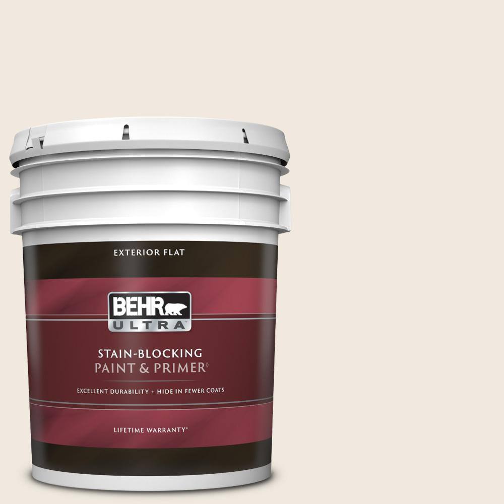 BEHR ULTRA 5 gal. #720C-1 White Truffle Flat Exterior Paint & Primer ...