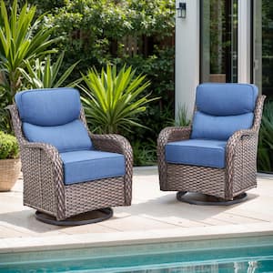 Pocassy Crescent Moon Swivel Wicker Outdoor Rocking Chair with Cushion ...