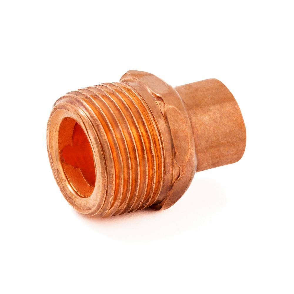 Everbilt 1/2 in. x 3/4 in. Copper Pressure Cup x MPT Male Adapter Fitting W 01130EB - The Home Depot