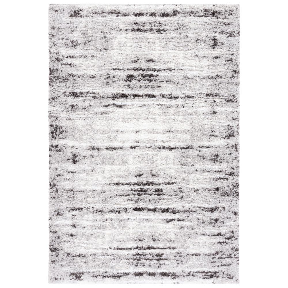 SAFAVIEH Berber Shag Grey/Dark Grey 9 ft. x 12 ft. Distressed Area Rug ...