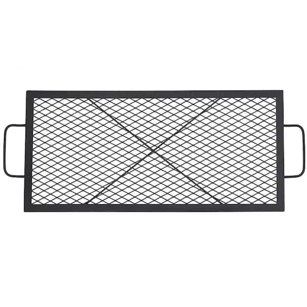 32x15 in. Fire Pit Grill Grates Campfire BBQ Grid with Handle X-Marks ...