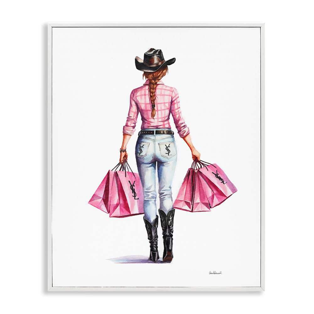 Stupell Industries Modern Chic Country Cowgirl by Amanda Greenwood White Framed People Giclee ...