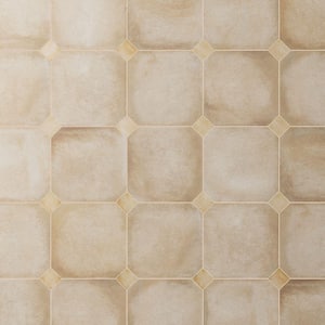 Merola Tile Laverton Octagon Beige with Taco Grafito 8 in. x 8 in ...