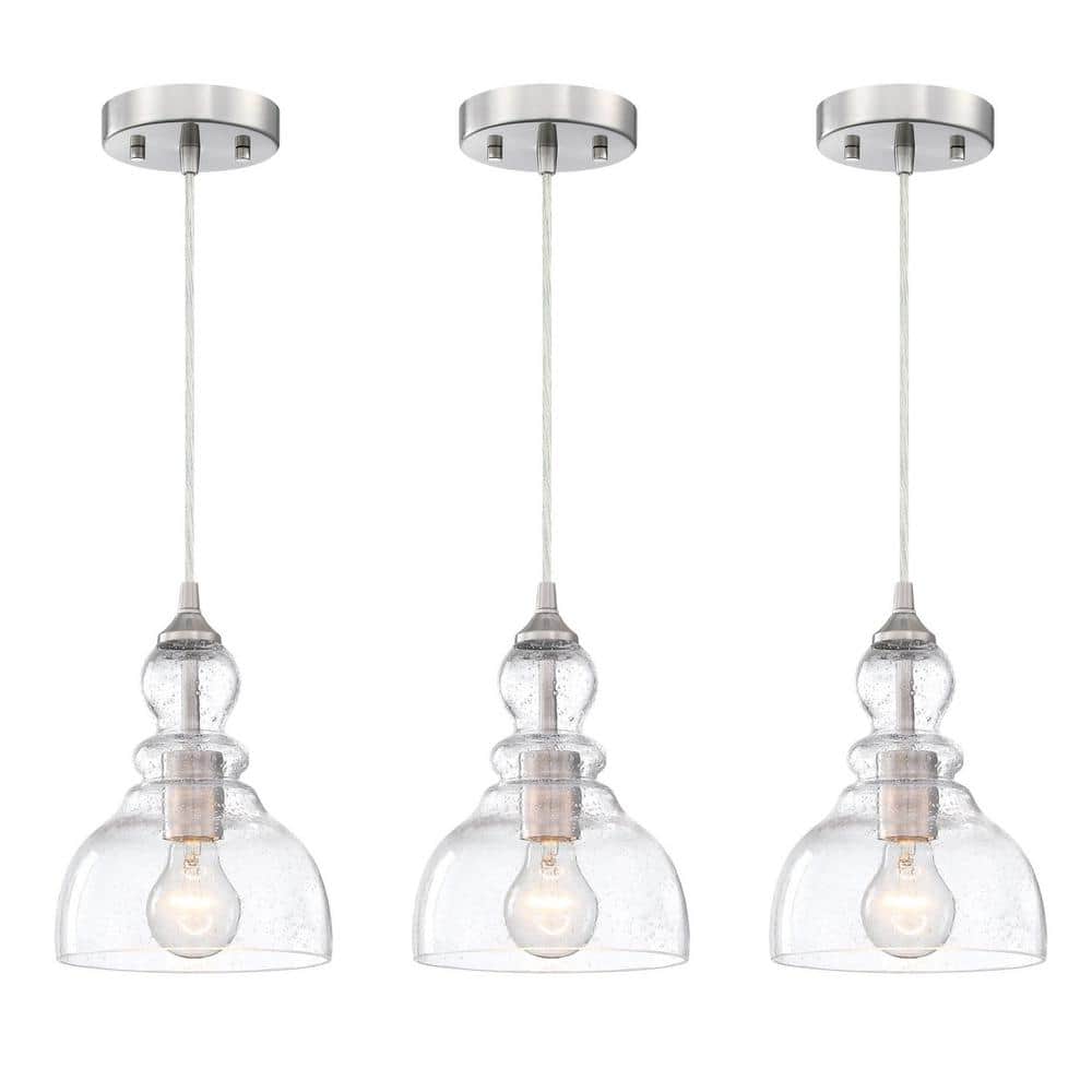 Hukoro 3-Pack 1-light Brushed Nickle Mini Pendant Light F82253-BN - The ...