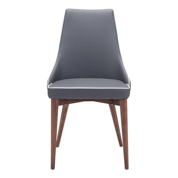 HomeRoots Gray And Brown Upholstered Faux Leather Windsor Back Side ...