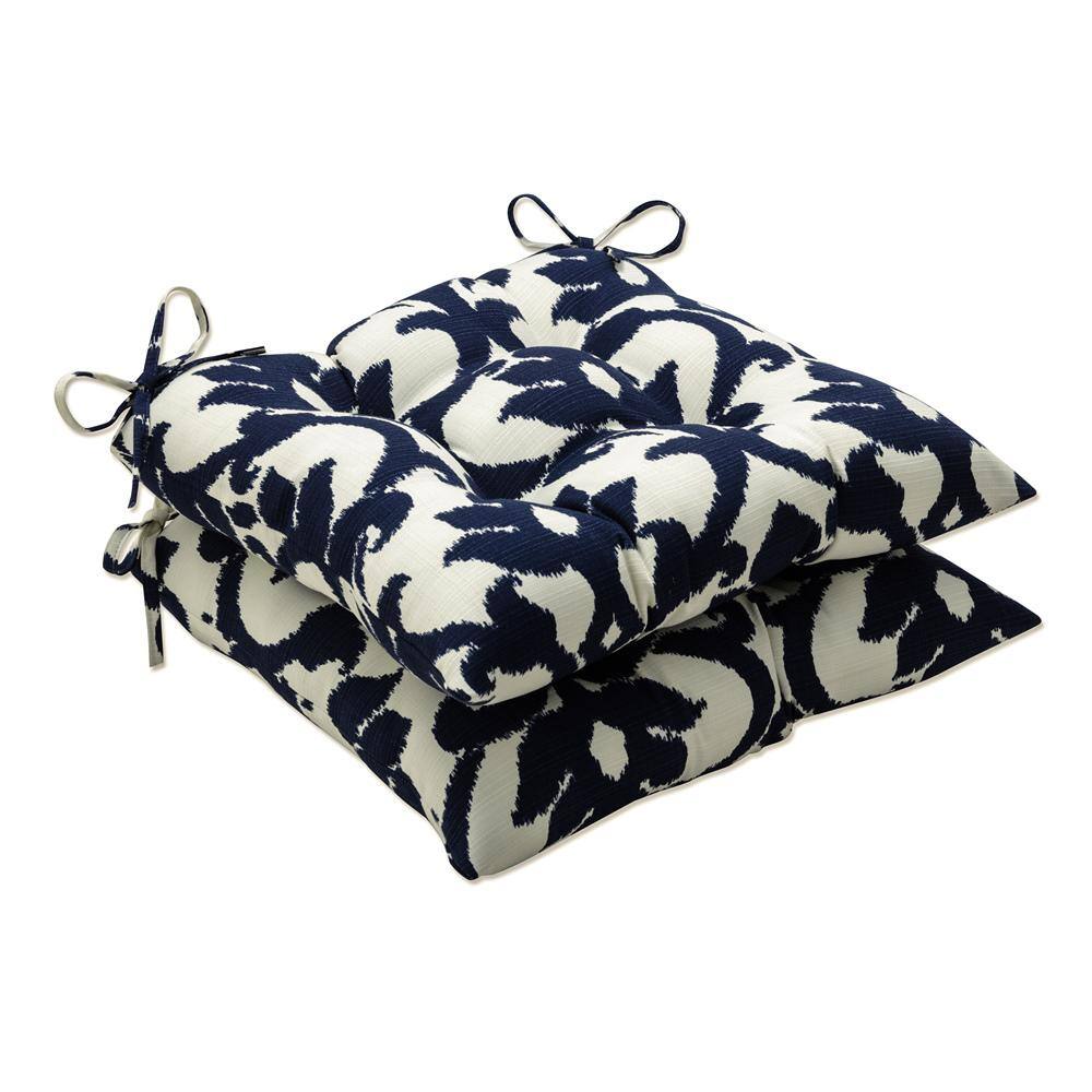 Pillow Perfect 19 x 18.5 Outdoor Dining Chair Cushion in Blue/White ...
