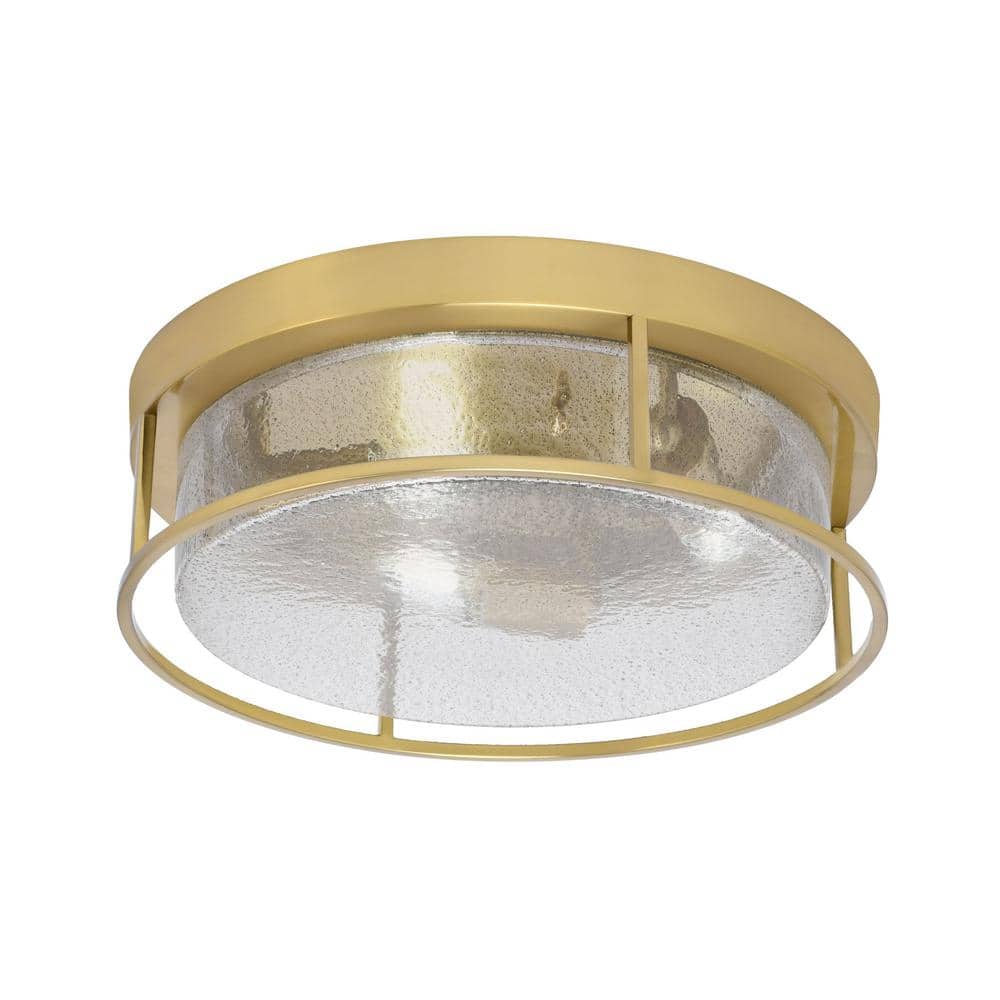 Ashland 16 in. 3 Light New Age Brass Flush Mount with Smoke Bubble ...