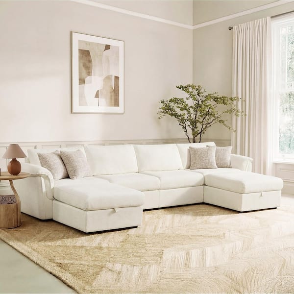 Spruce & Spring Wells 155.9 in.Fabric Modern Modular Sectional Sofa in ...