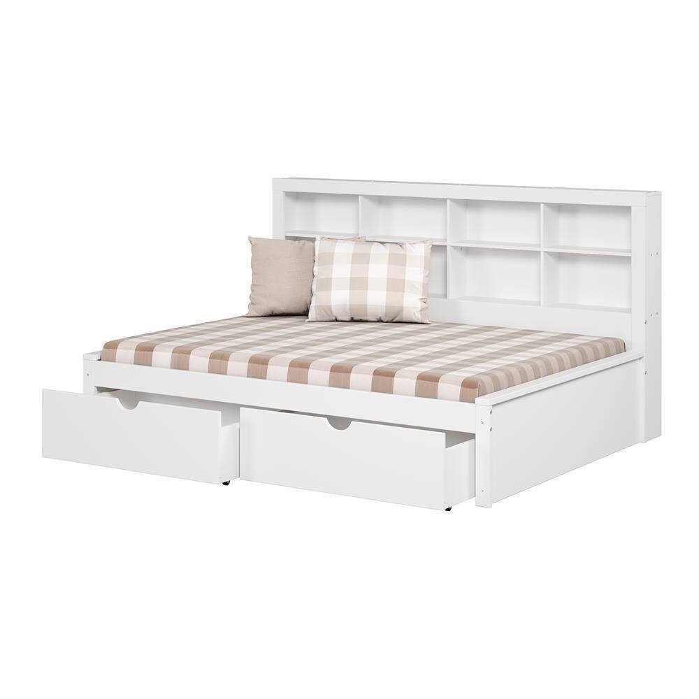 Donco Kids White Full Daybed With Bookcase And Drawers | BigEasyMart.com