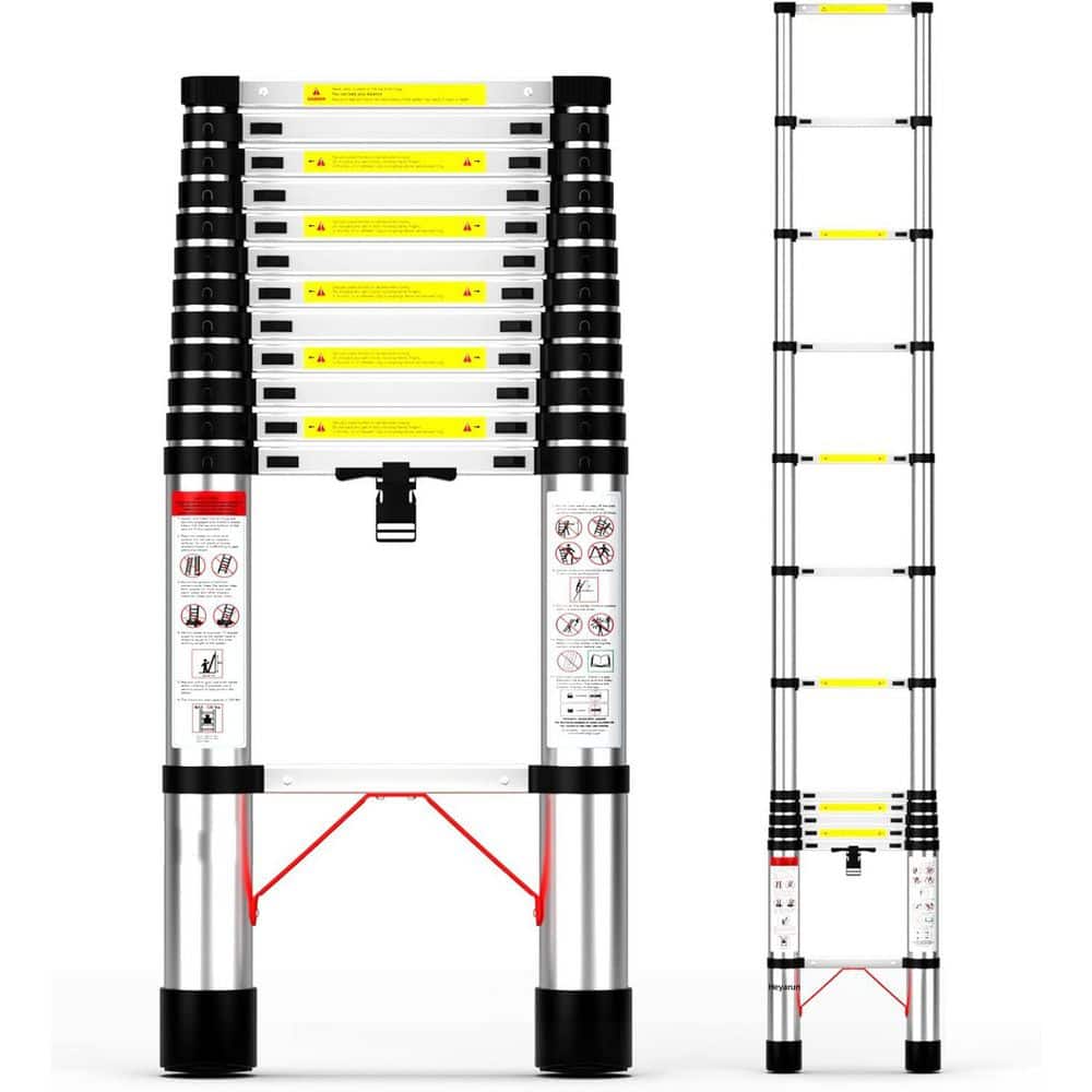 KIWDZFU 12.5ft Aluminum Telescoping Ladder with 330lbs Capacity for ...
