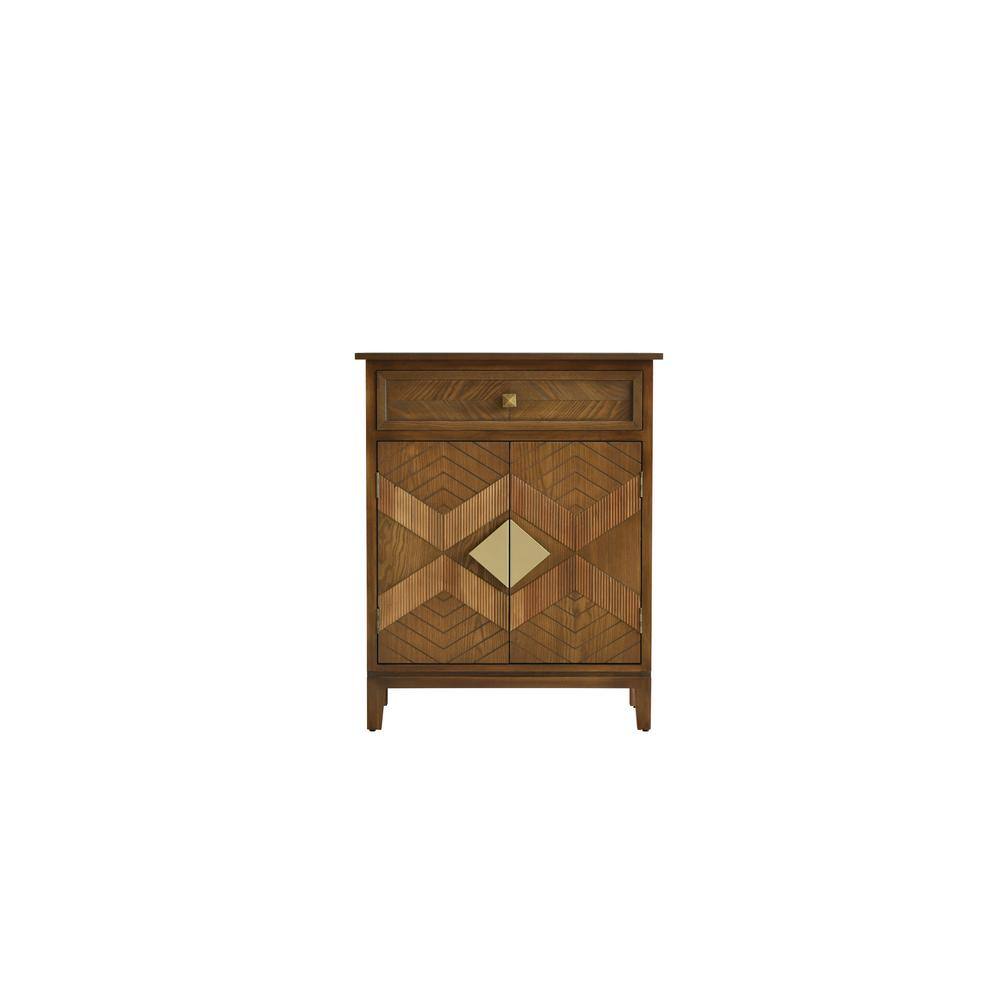 Ahokua Retro Brown 1-Drawer 14 in. W Dresser with 2-Doors AH-2D-1D-B ...