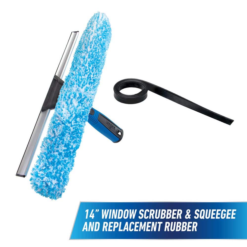 Unger 14 in. 2-in-1 Window Cleaner Squeegee & Scrubber Combi and ...