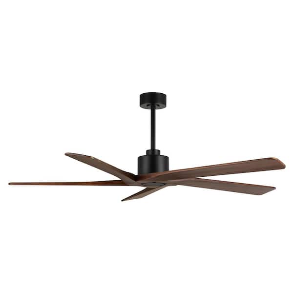 MLiAN 54 in. DC Indoor Black and Walnut Ceiling Fan without Lights and ...