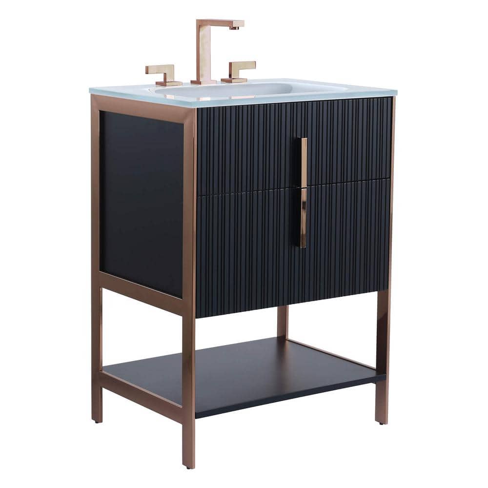 FINE FIXTURES 24 in. W x 18 in. D x 33.5 in. H Bath Vanity in Black ...