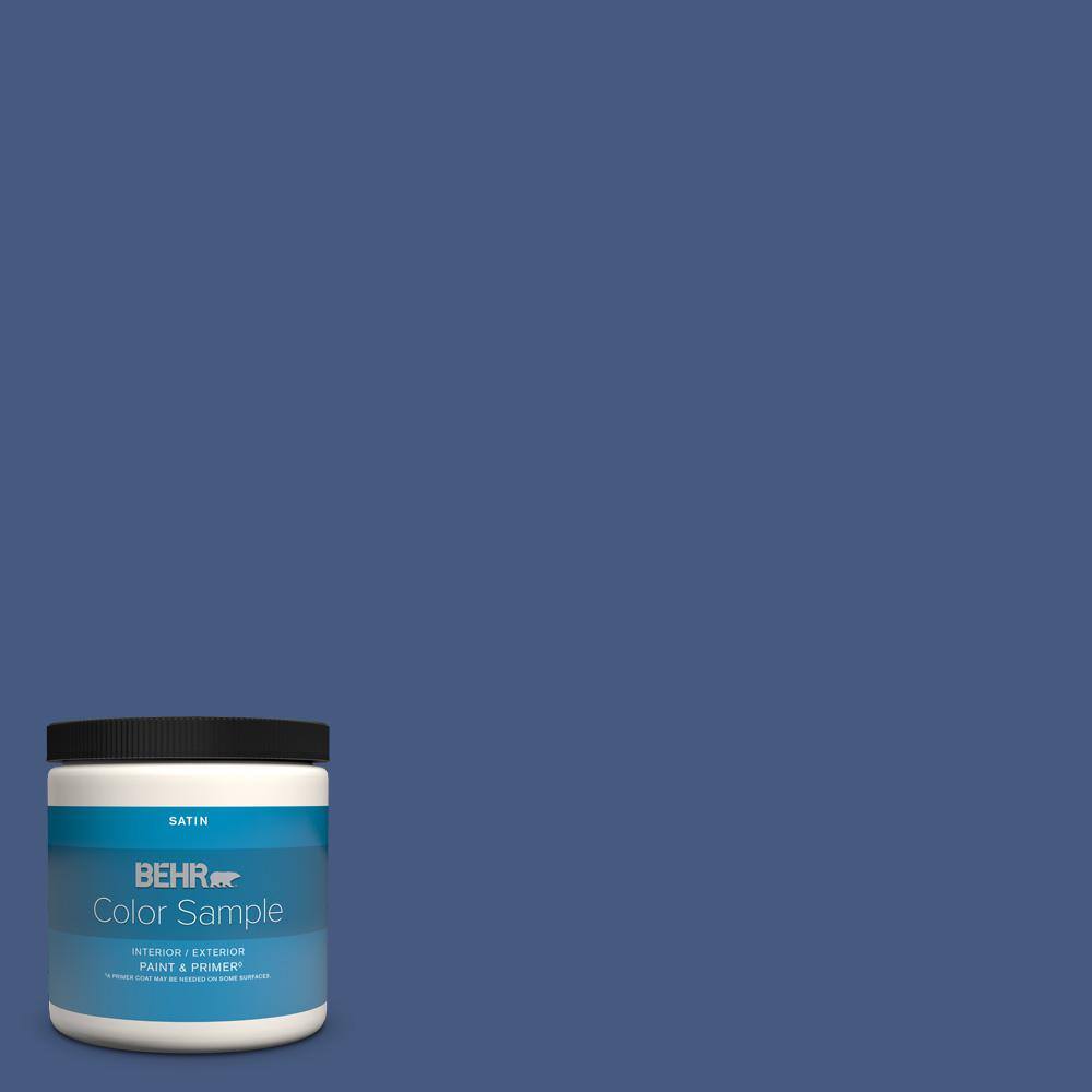 BEHR PREMIUM PLUS 8 oz. #M540-7 Optimum Blue Satin Enamel Interior ...