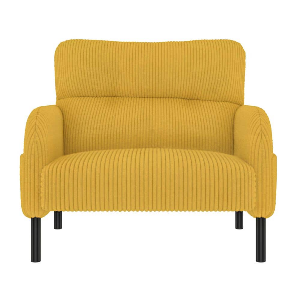 HOMEFUN Modern Yellow Corduroy Fabric Single Person Wide Seat Arm Chair ...