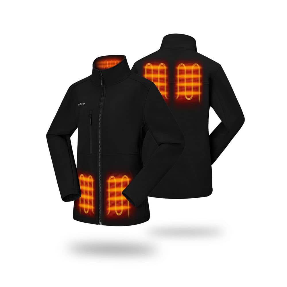 ORORO Women's Large Black 7.38-Volt Lithium-Ion Softshell Heated Jacket ...