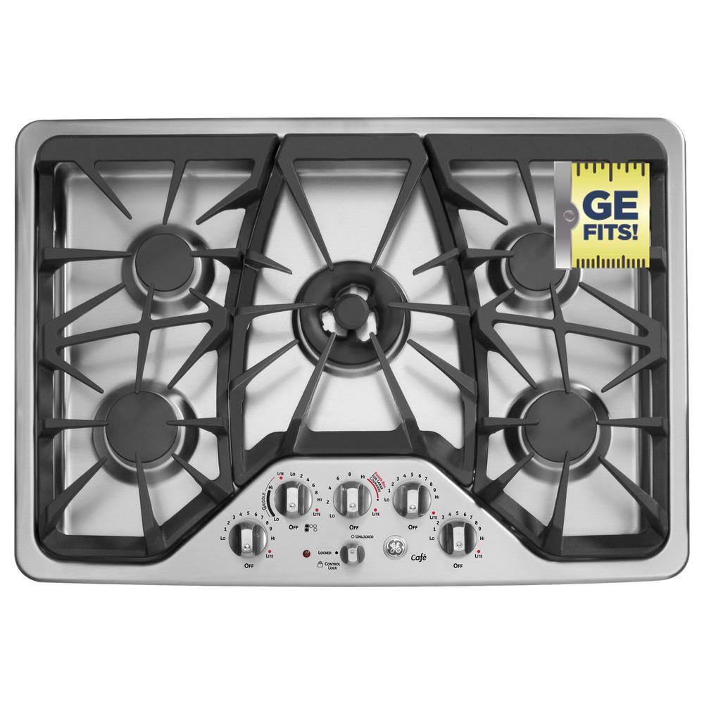GE Cafe 30 in. Gas Cooktop in Stainless Steel with 5 Burners including ...