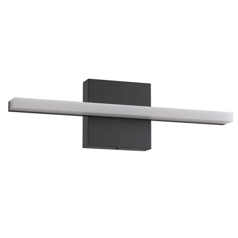 YANSUN 24 in. 1-Light 15W Black Integrated LED Vanity Light, Acrylic ...
