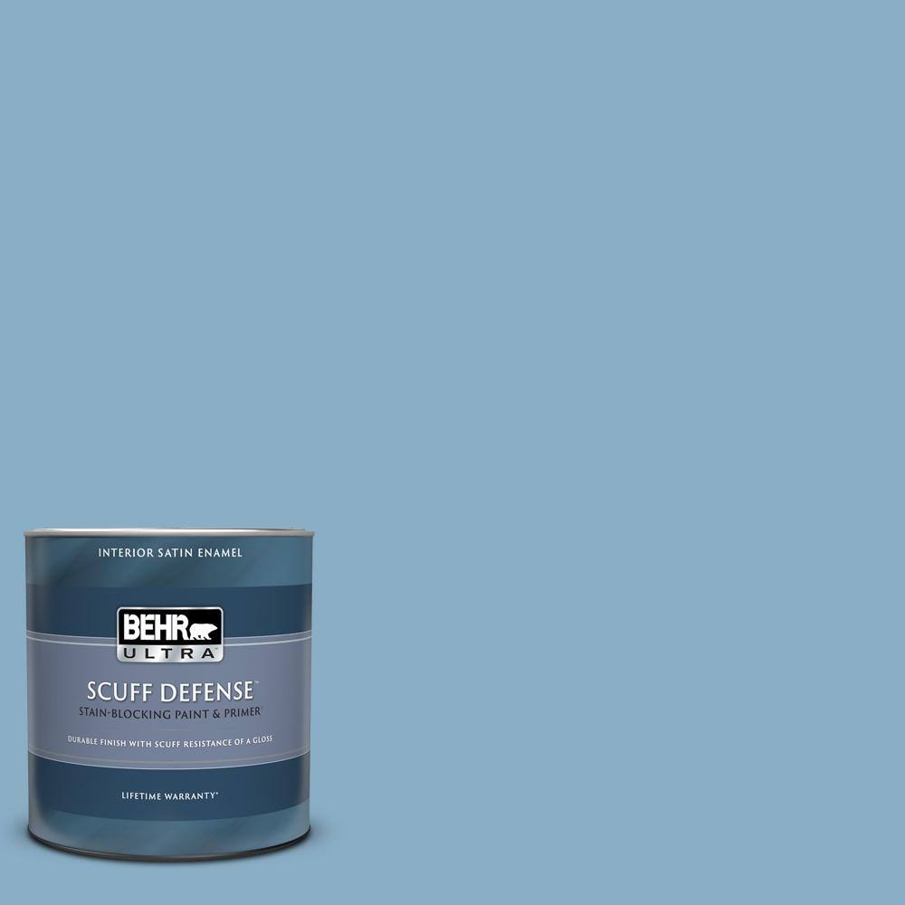 BEHR ULTRA 1 qt. #S500-4 Chilly Blue Extra Durable Satin Enamel ...
