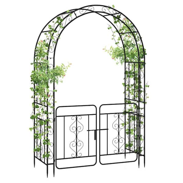 Gymax 84 '' No Dig Arch Trellis Heavy-duty Metal Garden Arbor w ...