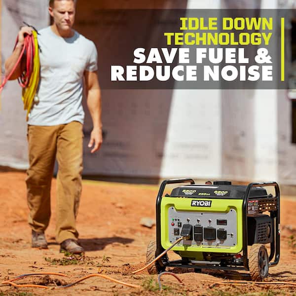 RYOBI 6500-Watt Gasoline Powered Inverter Generator with CO Shutdown ...