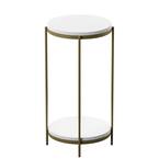 Twin Star Home White Stone End Table-ST6820-D915 - The Home Depot
