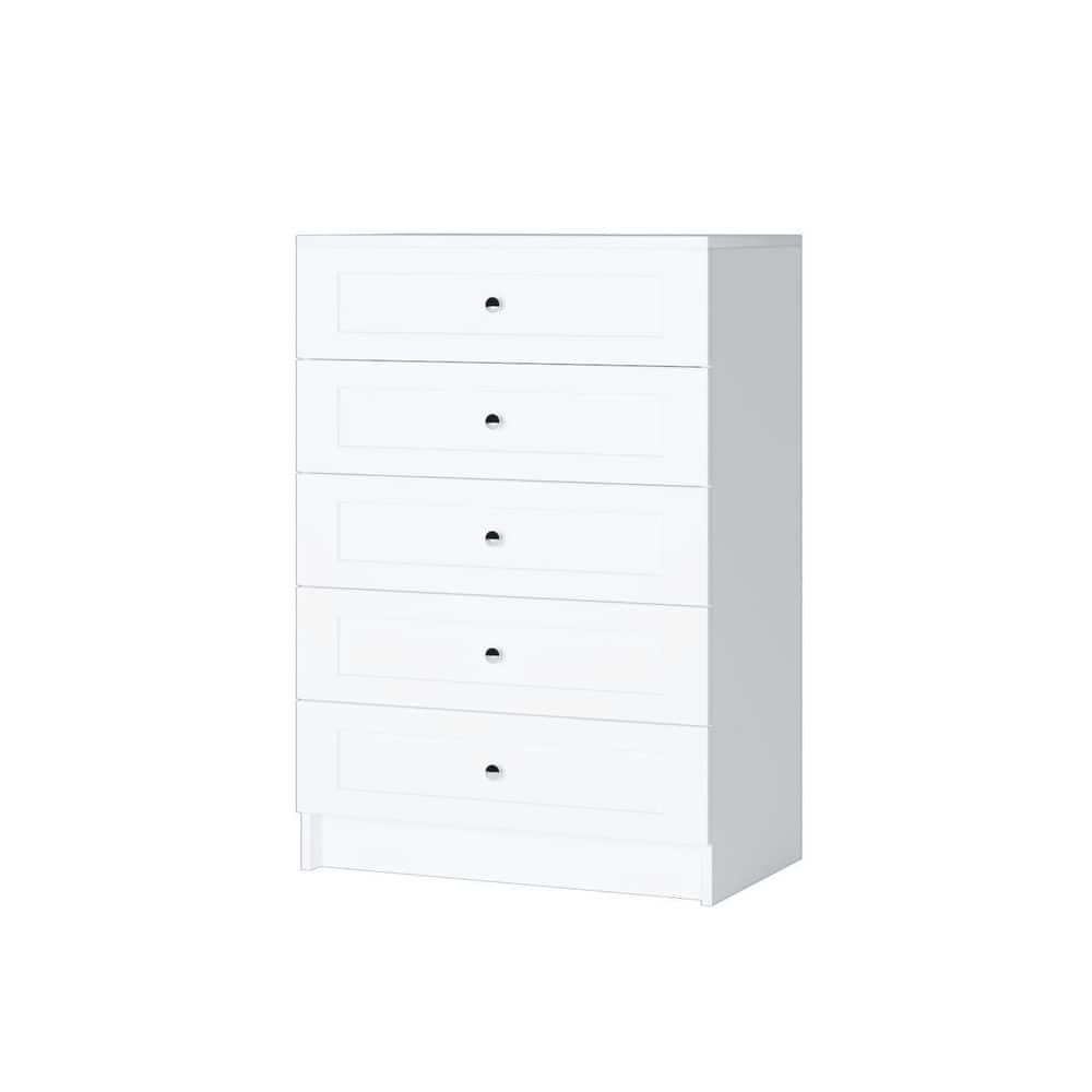 MODULAR CLOSETS Vista 25.5 in. W White Shaker 5 Drawer Hutch Base 1 ...