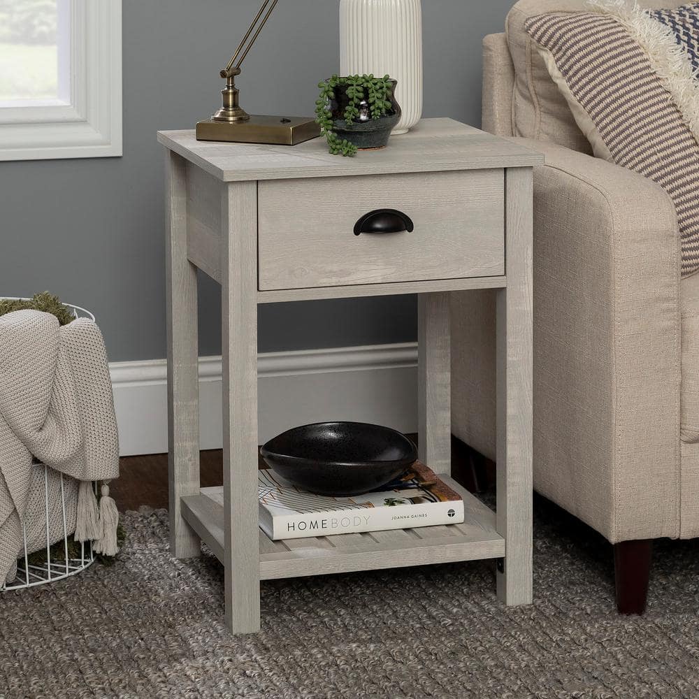 Welwick Designs 18 in. 1-Drawer Country Side Table HD9260 - The Home Depot