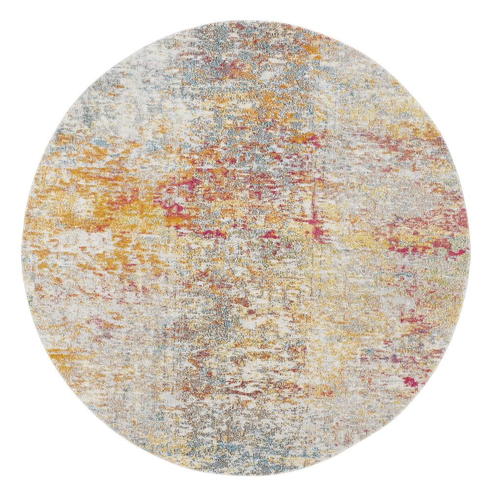 SAFAVIEH Madison Gray/Turquoise 10 ft. x 10 ft. Abstract Gradient Round ...