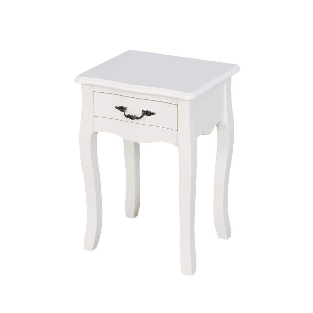 URTR Simple 14.96 in. White Rectangle Wood Side Table End Table with ...