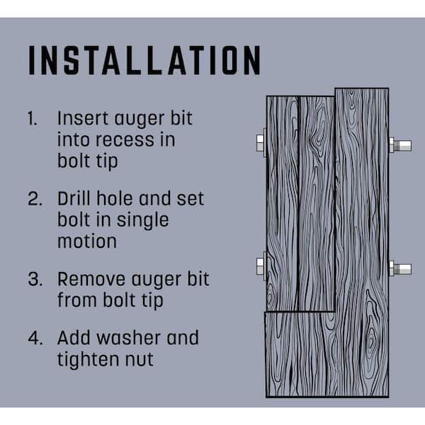 GRK Fasteners 1/2 in. x 7 in. Galvanized Auger Bolt Post to Beam ...