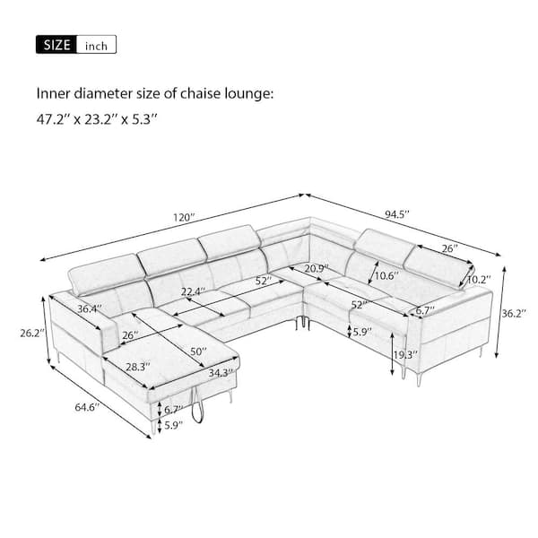 Modern Sectional Sofa Dimensions