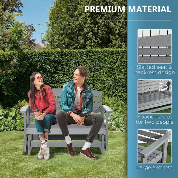 Outsunny Light Gray HDPE Plastic Frame Outdoor Bench 84G-025V00LG - The ...