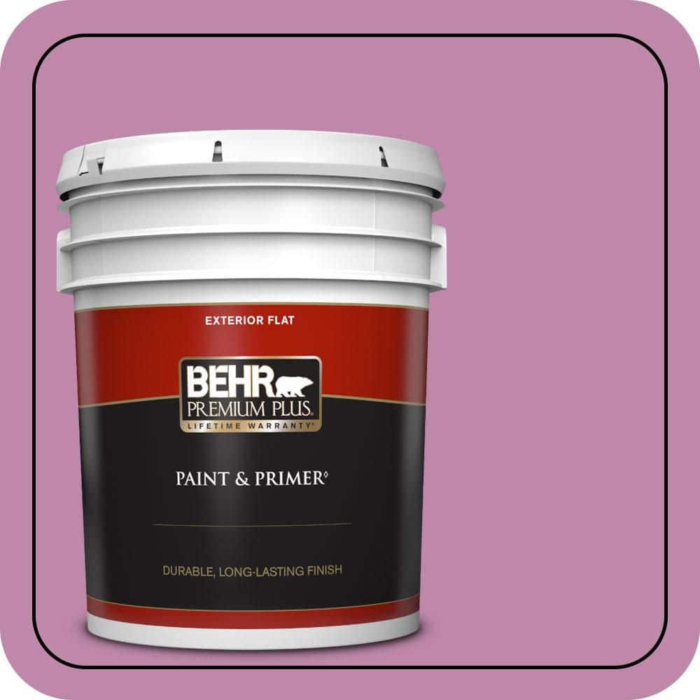 BEHR PREMIUM PLUS 5 gal. #M120-5 Rosy Flat Exterior Paint & Primer ...