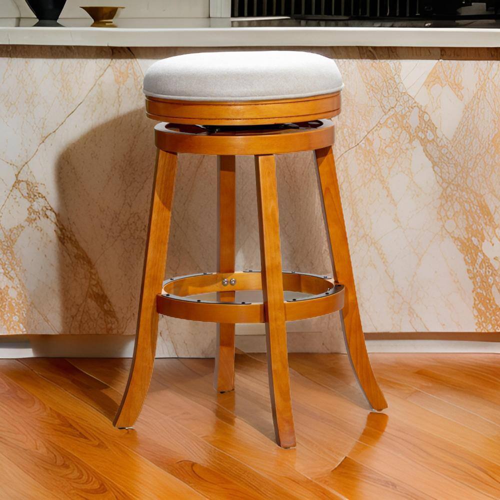 Benjara 30 in. Beige, Brown and Black Backless Wood Frame Bar Stool ...