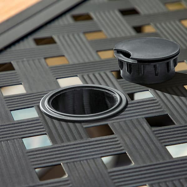 PHI VILLA Black Geometric Rectangle Metal Patio Outdoor PHI VILLA Black Geometric Rectangle Metal Patio Outdoor