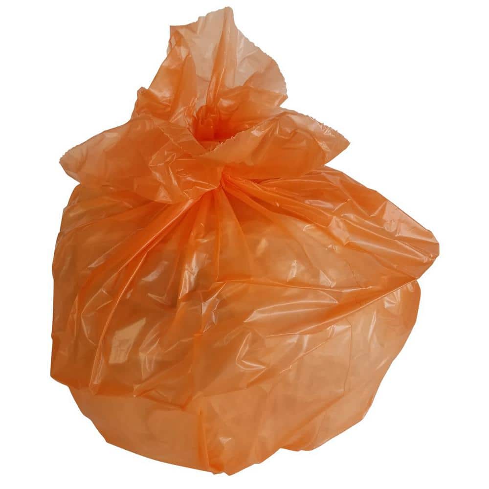 PlasticMill 40 in. W x 46 in. H 45 Gal. 1.5 Mil Orange Trash Bags (100 ...