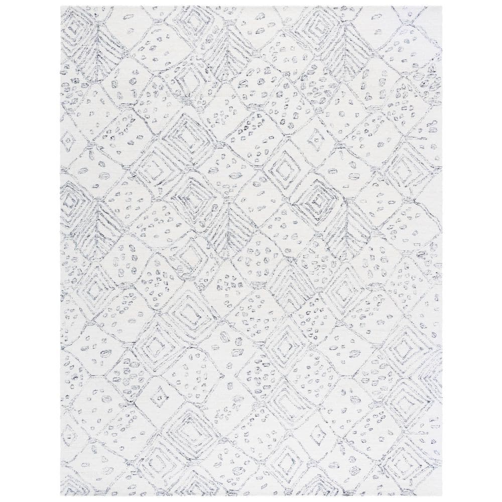 SAFAVIEH Ebony 8 ft. x 10 ft. Ivory/Gray Abstract Diamonds Area Rug ...