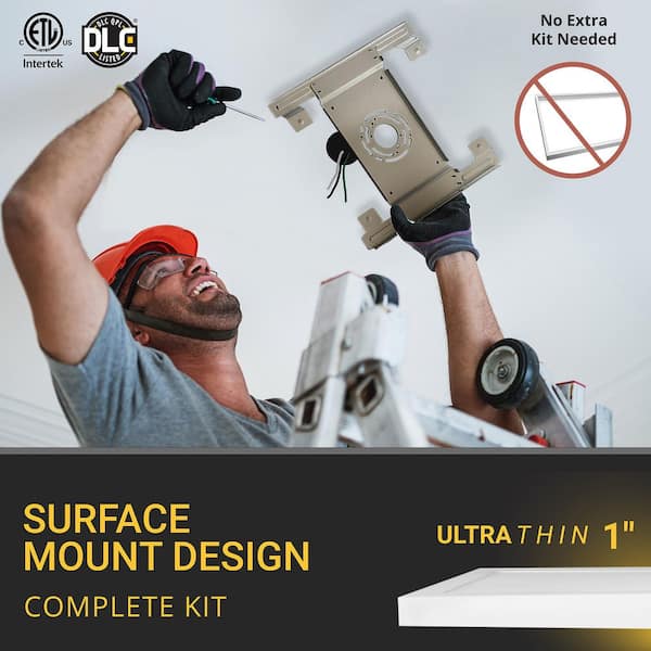 NuWatt 1 ft. x 4 ft. LED Thin Flush Surface Mount Panel W/Built in ...