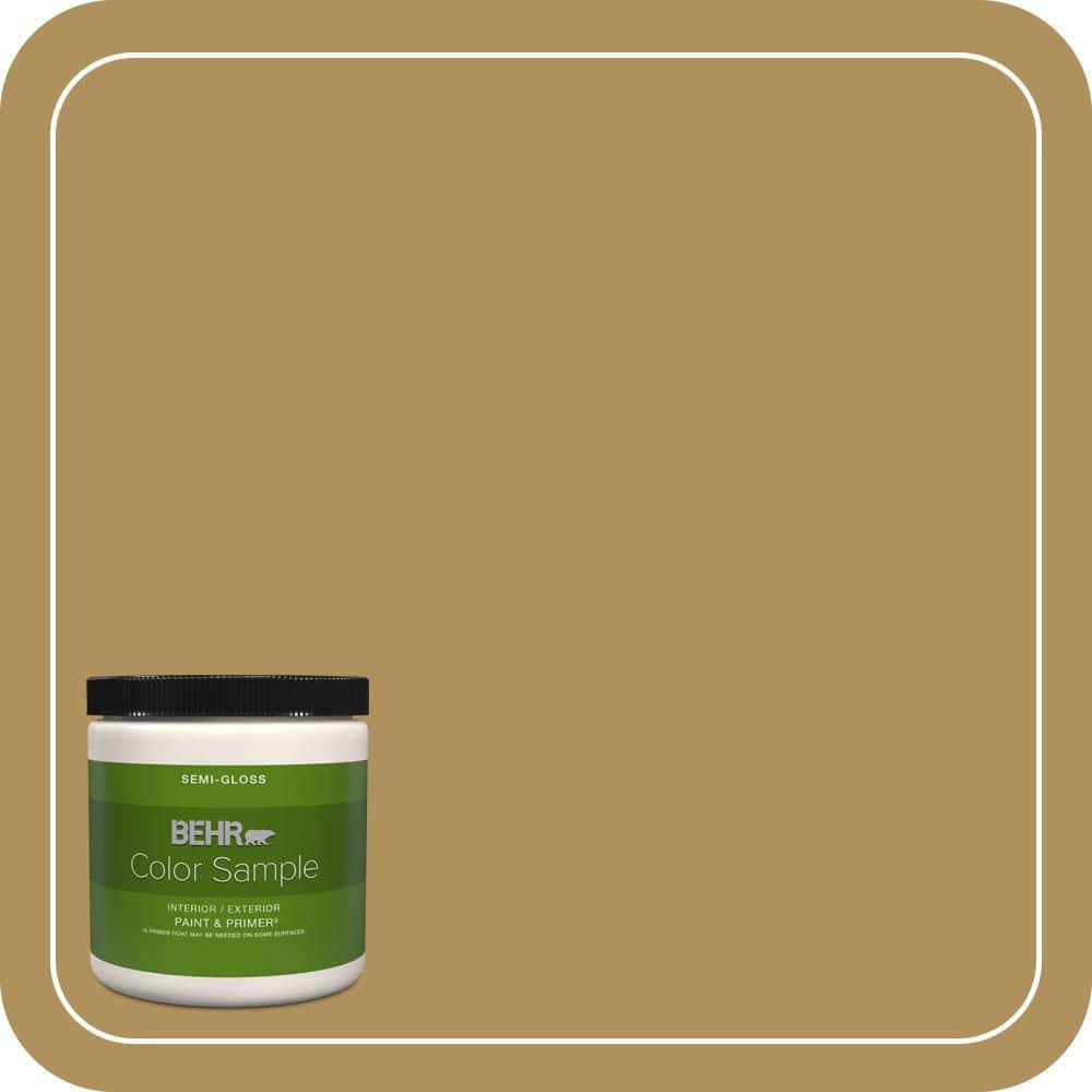 BEHR PREMIUM PLUS 8 oz. #S310-5 Brazilian Citrine Semi-Gloss Interior ...
